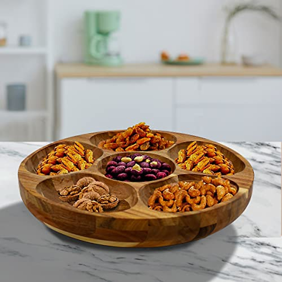 PuPu Platter Mini Hibachi Grill Platter Set - 5 Compartment Bowl Tray 12.6" Diameter With Rotating Lazy Susan - Quality Cast Iron Grill, 3.5" x 3.5" X 4.8", Indoor Mini Smores Maker