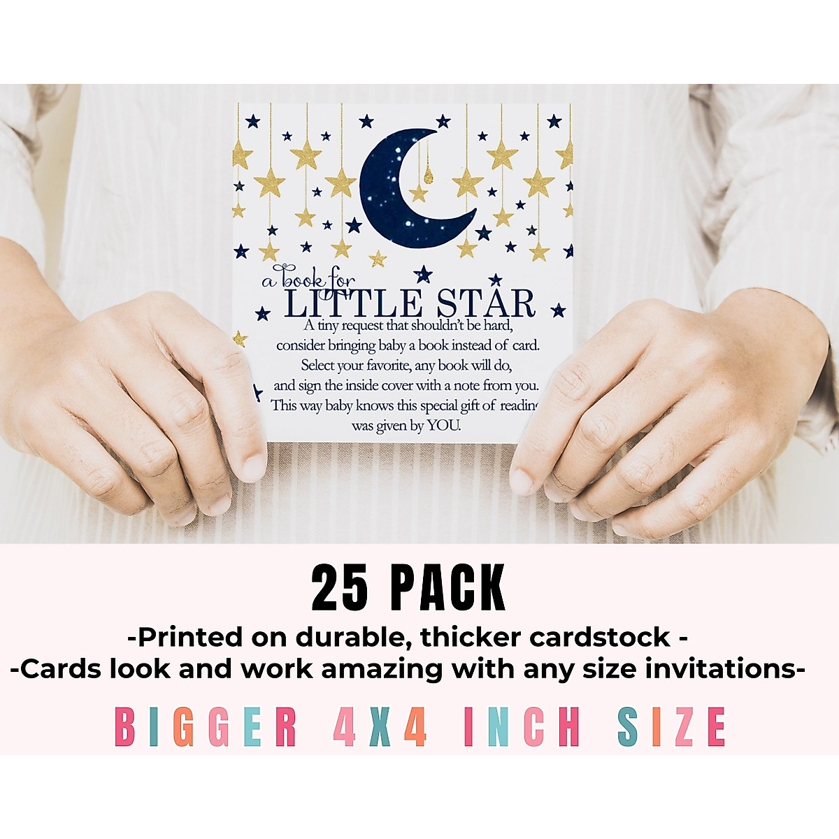 Twinkle Little Star Books for Baby Shower Cards, Invitation Inserts Boys Book Request, Bring Book Instead of Cards Poem, Cute Storybook-Theme Ideas, 25 Pack