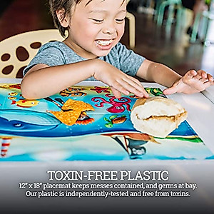 HomeWorthy Disposable Placemats for Baby - Cute Animal Toddler Placemat That Sticks to Tables at Restaurants - (Assorted 40 Pack with 3 Designs)