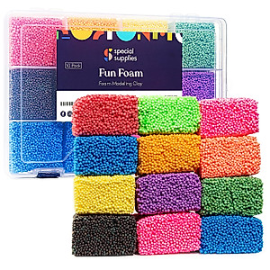 Special Supplies Fun Foam Modeling Foam Beads Play Kit, 12 Blocks Children’s Educational Clay for Arts Crafts Kindergarten, Preschool Kids Toys Develop Creativity, Motor Skills, Reusable Container