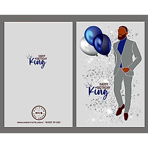 6 Pack African American Birthday Greeting Cards, Masculine Birthday Card, Black Men King Happy Birthday card for Husband