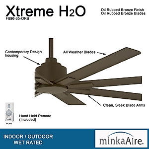 Minka Aire Xtreme H2O 65 in. Indoor/Outdoor Oil Rubbed Bronze Ceiling Fan with Remote Control