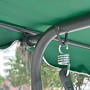 Outsunny 3-Person Porch Swing with Canopy, Patio Swing Chair, Outdoor Canopy Swing Bench with Adjustable Shade, Cushion and Steel Frame, Green