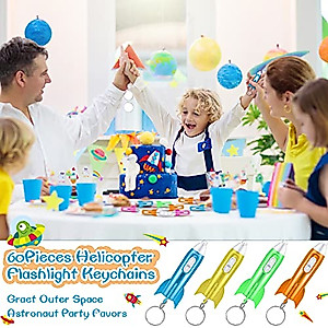Hortsun Helicopter Mini Rocket Flashlight Keychain Outer Space Party Favors Bulk LED Flashlight Helicopter Key Ring Students Gift Birthday Party Favors(24 Pcs,Rocket)