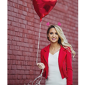 NVENF Valentine’s Day Heart Headband Shinny Rhinestone Heart Hairbands Red Heart Hair Accessory Party Gifts