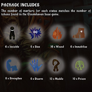 Condition Tokens Set of 60 Acrylic Status Effects Markers Game Accessories for Gloomhaven, Forgotten Circles and Jaws of the Lion
