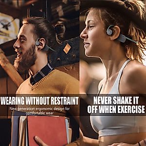 Green Running Bone Conduction Headphones Open Ear Bluetooth Wireless Earbuds Sport Headset with Mic Lightweight Sweatproof Headset Cycling Waterproof Earphones for Jogging Hiking Driving Fitness Gym