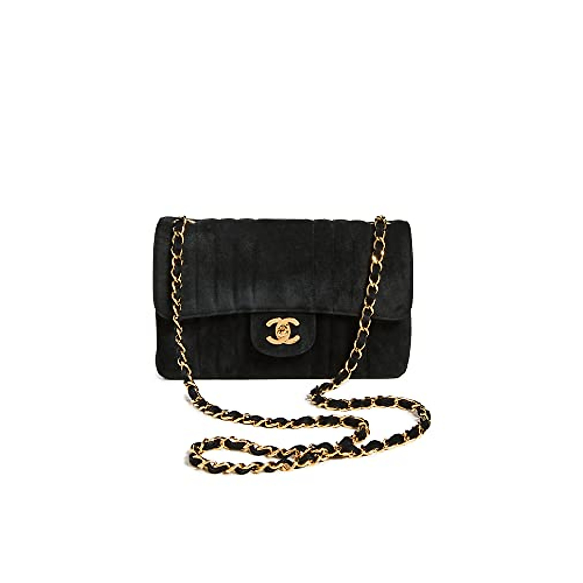 CHANEL Women's Pre-Loved Black Suede Vertical Flap 9", Black, One Size