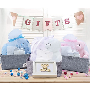 Baby Girl Newborn Essentials, Baby Shower Gifts with Decorated Gift Basket Set for Girls Including Blanket Bodysuit Towels and Washcloths Teddy Bear
