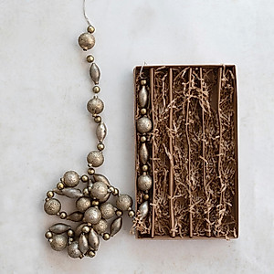 Creative Co-Op, Antique Pewter and Gold Glass Garland in Box, Finish