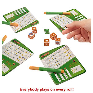 Mattel Games Skip-Bo Roll & Write Family Dice Game with Dry Erase Boards and Markers for 7 Years Old and Up, Multicolor