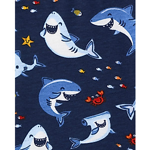 The Children's Place Baby-boy and Toddler Snug Fit 100% Cotton Sleeve Top and Shorts 4 Piece Pajama Set, Jawsome Sharks, 5T
