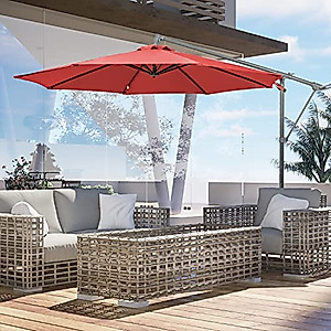 BPS Patio 10FT Off-set Hanging Umbrella Aluminum Cantilever Umbrella,Waterproof UV Protection Outdoor Umbrella with Ventilation for Backyard/Garden