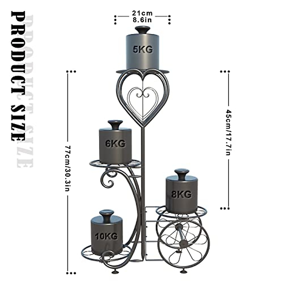 Plant Stand Indoor Outdoor - Metal 4 Tier Flower Pot Holder Display Vertical Shelves Shelf - Wrought Iron Corner Planter Rack Multiple Organizer for Garden Patio Lawn Balcony Office Black