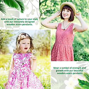 2 PCS Wooden Acorn Charms Nut Box Pendant with 2 PCS Black Waxed Necklace Cord and Lobster Claw Clasp for DIY Accessories Pendant Decorations Jewelry Making