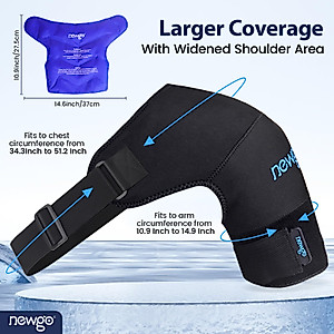 NEWGO Shoulder Ice Pack Rotator Cuff Cold Therapy, FSA HSA Eligible Ice Pack Shoulder Wrap Cold Compression Sleeve for Pain Relief, Surgery Recovery, Bursitis - Medium