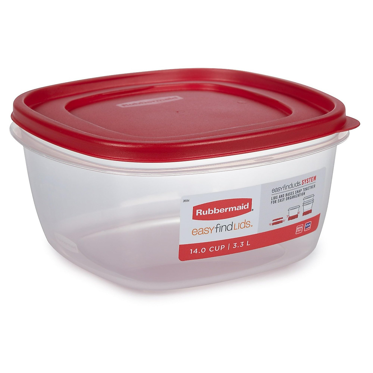 Rubbermaid Easy Find Lids Food Storage Container, 14 Cup, Red 2 Pack