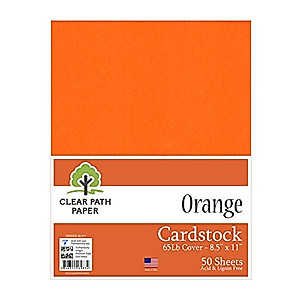 Bundle - 2 Cardstock Items - Red - 8.5 x 11 inch - 65Lb Cover; Orange - 8.5 x 11 inch - 65Lb Cover - 100 Sheets Total - Clear Path Paper