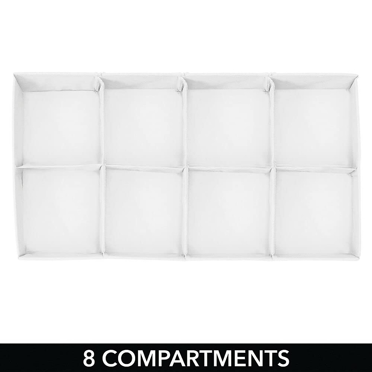 mDesign Fabric 8-Section Divider Drawer Organizer Bin for Baby Nursery Dresser, Closet, Changing Table Organization, Hold Clothes, Toys, Diapers, Bib, Blanket, Jane Collection, 2 Pack, Cream/White
