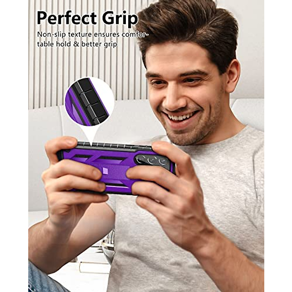 FNTCASE for Samsung Galaxy S22 Ultra Case: Built-in Screen Protector & Kickstand Full-Body Dual Layer Rugged Military Grade Shockproof Protection Heavy Duty Protective Phone Cover 5G-Purple