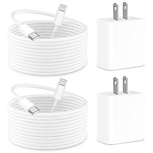 【MFi Certified】iPhone 14 Charger Fast Charging, Rombica 2Pack 20W PD USB-C Power Wall Charger Adapter with 6FT Type-C to Lightning Cable Compatible for iPhone 14 Pro 14 Pro Max 13 12 11 XS XR X 8 iPad