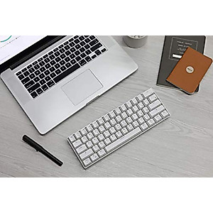 RK ROYAL KLUDGE RK61 Wireless 60% Triple Mode BT5.0/2.4G/USB-C Mechanical Keyboard, 61 Keys Bluetooth Mechanical Keyboard, Compact Gaming Keyboard with Software (Hot Swappable Blue Switch, White)