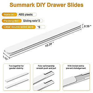 Summark 8 PCS Pull out Rail for Baskets or Bins.Storage and Organization Accessories for Cabinet,Shelves.DIY Drawer Organizers Slides