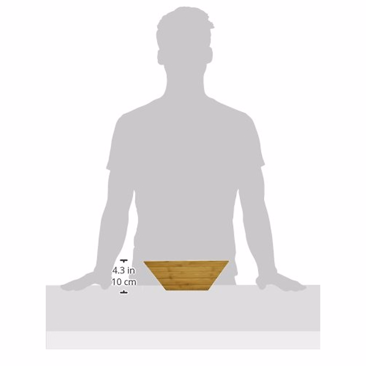 Heim Concept Bamboo Salad Bowl 4 PC Set w/Serving Hands, 2 square bowls & pair salad servers Eco-Friendly BPA Free