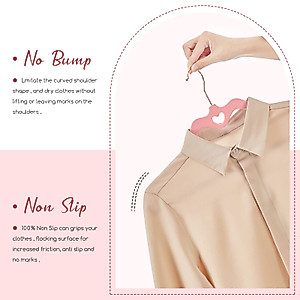 HOUSE DAY Pink Velvet Hangers 60 Pack, Non Slip Flocked Felt Hangers, Sturdy Velvet Clothes Hangers, Cute Heart Hangers, Heavy Duty Coat Hangers, Ultra Slim Pink Hangers for Closet Space Saving