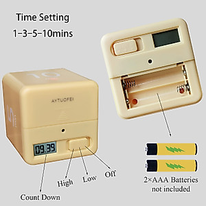 Cube Timer 1-3-5-10 Minutes Time Management for Cooking Teaching Learning, Kitchen Timer, Kids Timer, Workout Timer, Meditation Timer, Study Timer(Yellow)…