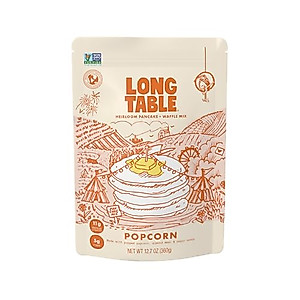 LONG TABLE Popcorn Pancake and Waffle Mix | Shark Tank's Favorite | High Protein, Fiber-Rich, Heirloom Grains | 4-Pack"