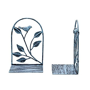 OwlGift Book Ends Cast Iron Bird Design Rustic Bookends for Shelves, Non-Skid Bookend, Heavy Duty Metal Book Stopper for Books/CDs, Decorative Book Shelf for Home - Turquoise