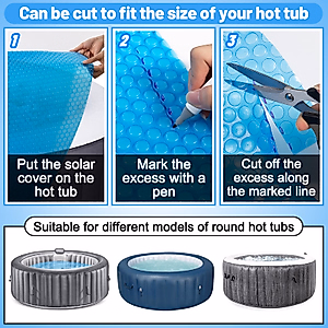 Spa and Hot Tub Cover- 16-mil Hot Tub Thermal Blanket- Round Hot Tub Insulation Blanket Hot Tub Solar Cover Solar Blanket Cover Bubble Cover for Outdoor Hot Tubs (7 FT Dia)