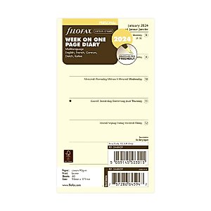 Filofax Personal week per page 5 language cotton cream 2024 diary