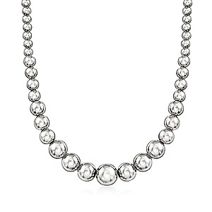 Ross-Simons Italian 6-14mm Sterling Silver Bead Graduated Necklace. 18 inches