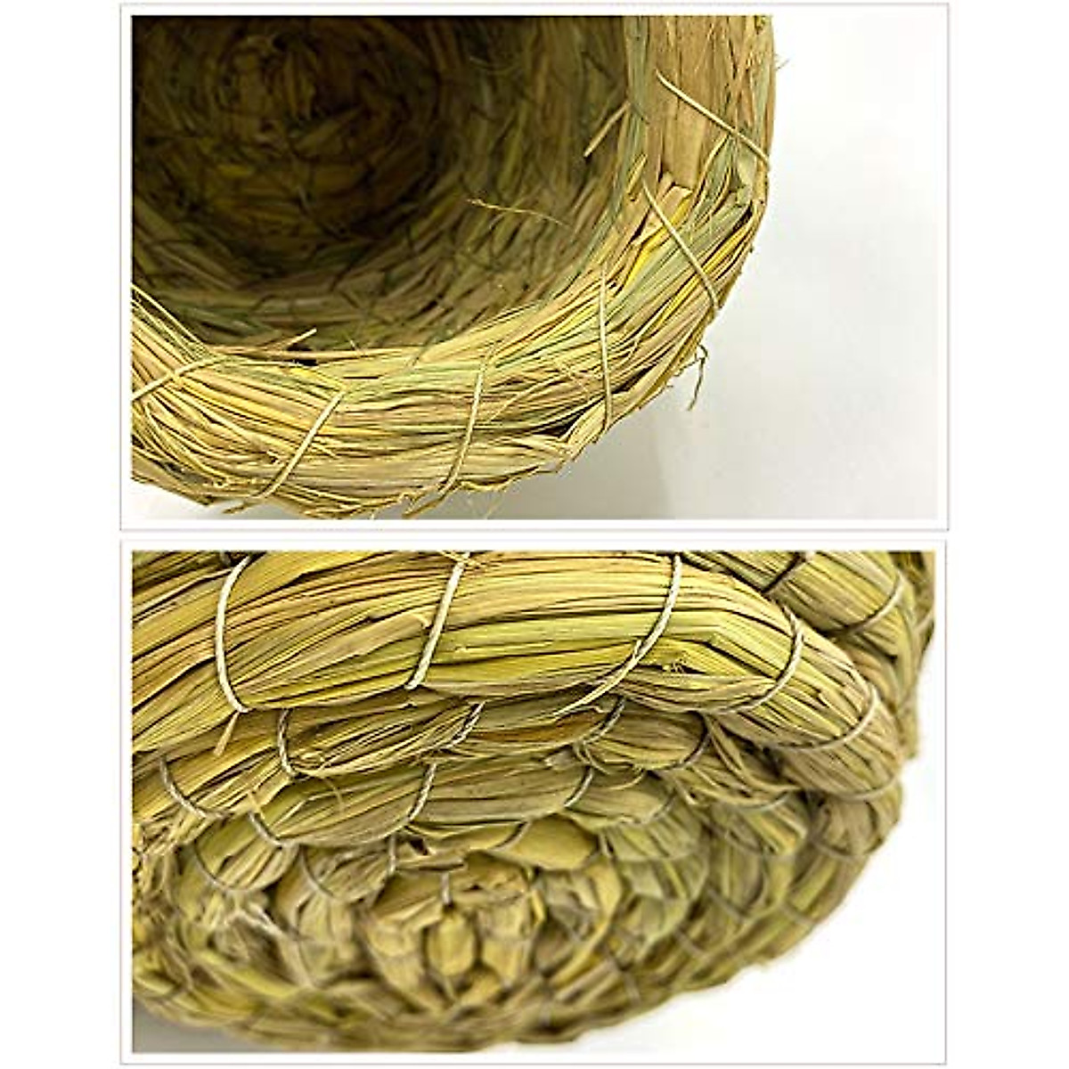 2Pcs Birdcage Straw, Lucky Interests Natural Fiber Simulation Birdhouse, Resting Breeding Place for Birds, Handmade Birds Nest Straw Bird, Hideaway from Predators, Provides Shelter from Cold Weather