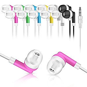YFSFQS Kids Bulk Earbuds Headphones 50 Pack Multi Colored, Individually Bagged, Wholesale Disposable Wired Earphones Perfect for School Classroom Libraries Students (6 Color)