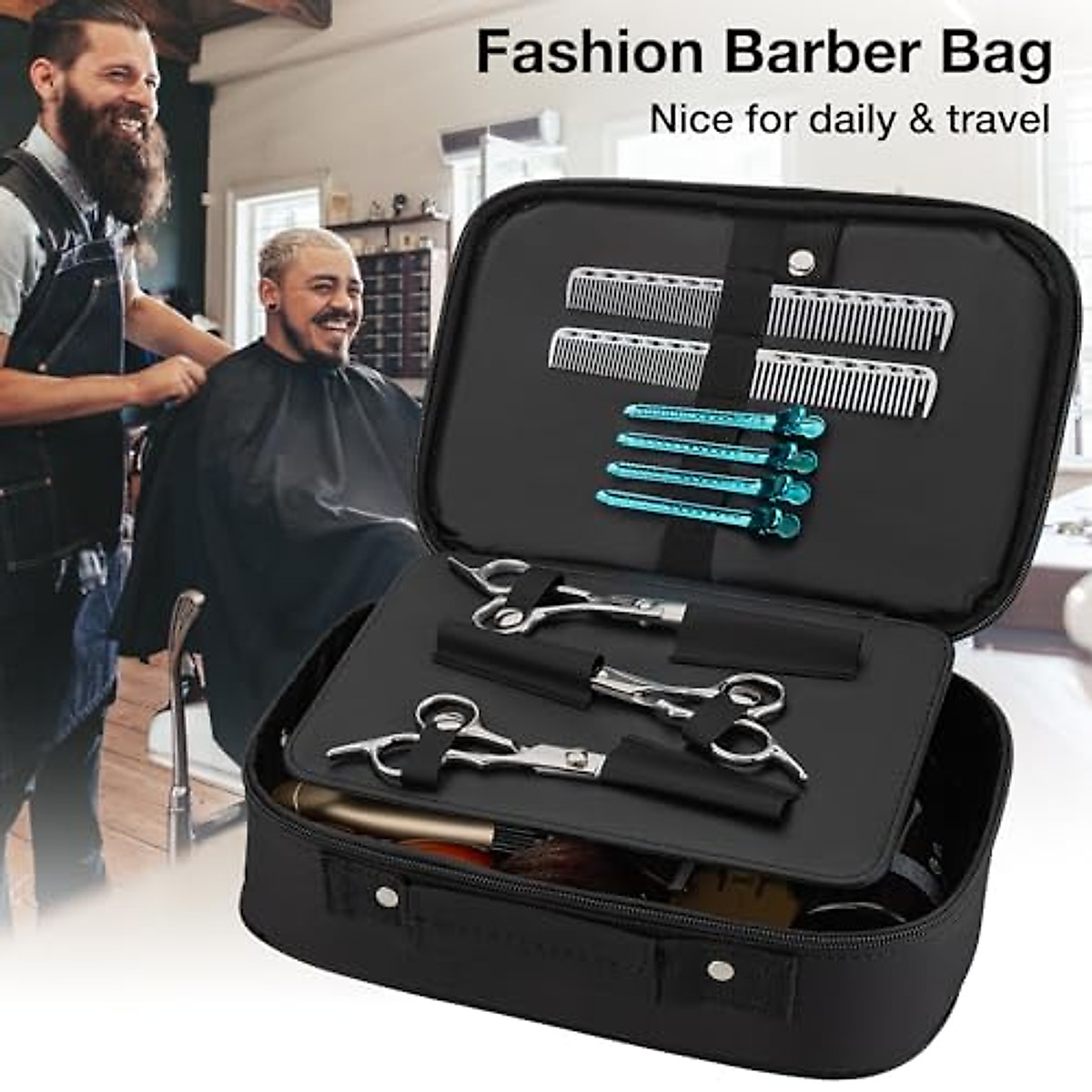 Noverlife Hair Clipper Case, Small Baber Bag for Scissors Clippers Trimmers & Haircut Kits, Barber Tools Storage Bag for Hairstylist Supplies & Grooming Kits, Hairdresser Organizer Bag Travel Case