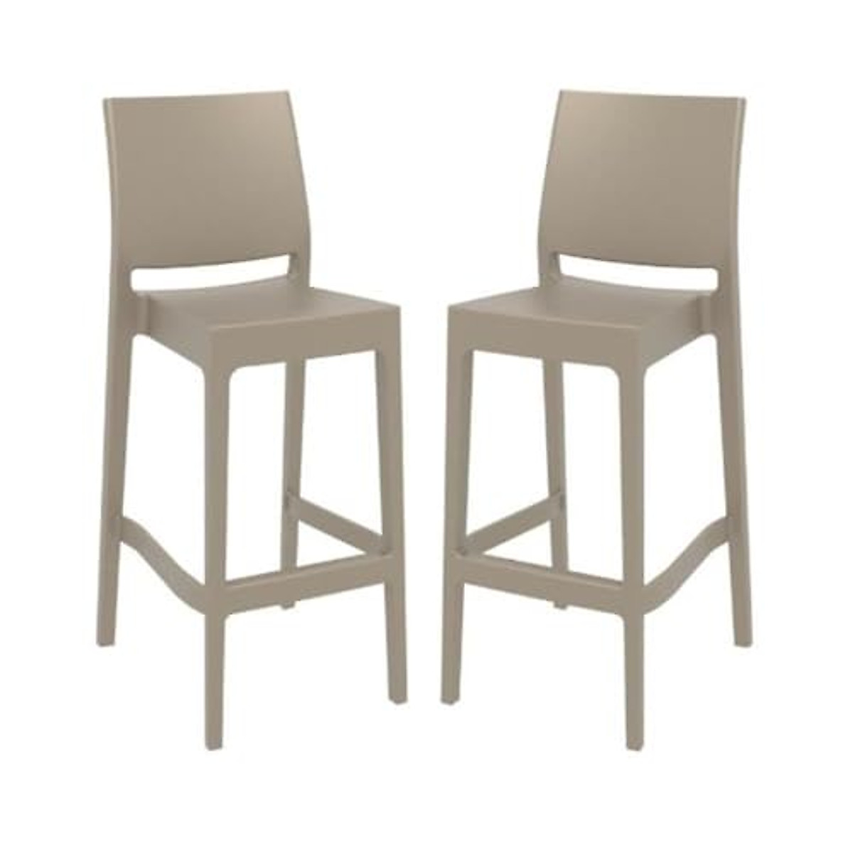 Home Square Resin 29.5" Barstool in Taupe - Set of 2