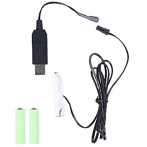 TINGLI USB Power Supply Cable for AA Battery,Replace 2AA 3V Battery,Reusable Batteries for Clocks, Toys, Holiday Lights, Fans, LEDs(Separable), Black