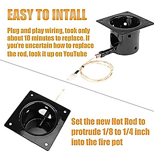 Hisencn Porcelain-Enameled Fire Burn Pot and Hot Rod Ignitor Kit Replacement Parts for Pit Boss and Traeger Pellet Grill with Screws and Fuse