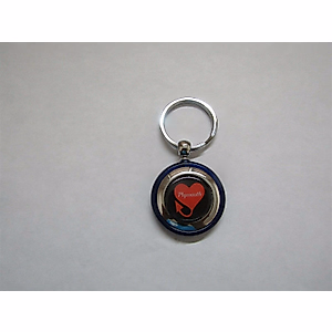 1967 1968 1969 1970 FURY VIP BARRACUDA VALIANT HEART LOGO ROUND PLASTIC KEYCHAIN - BLUE