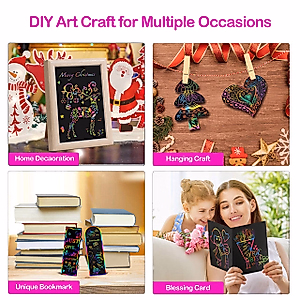 ZMLM Scratch Rainbow Art Paper Set - 50Pcs Magic Scratch Off Art Craft Supplies Kits for Kids Girls Boys Black Scratch Notes Sheet Doodle Pad for Fun DIY Toy Party Favors Christmas Birthday Gift