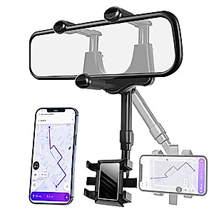 TMYIOYC Rotatable and Retractable Car Phone Holder, Multifunctional Rearview Mirror Phone Holder for Car [New Version][Universal] Rear View Mirror Phone Mount for Car Compatible with All Mobile Phones