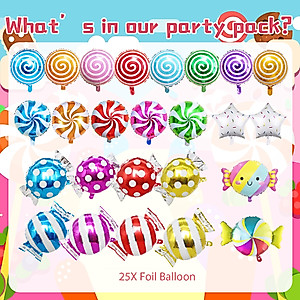 Candy Balloons Candyland Party Decorations - 25pieces Candy Foil Balloons for Kids Sweet Candy Birthday Party Decorations Candyland Baby Shower Supplies