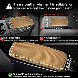 Amiss Car Center Console Pad, Universal Waterproof Car Armrest Seat Box Cover, Car Interior Accessories, Carbon Fiber PU Leather Auto Armrest Cover Protector for Most Vehicle, SUV, Truck, Car (Gold)