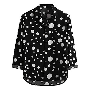 Men's Long Sleeve Stylish Dress Shirts Printed Casual Button Down Shirts Regular Fit Turn-Down Collar Shirt Top (Black,X-Large)