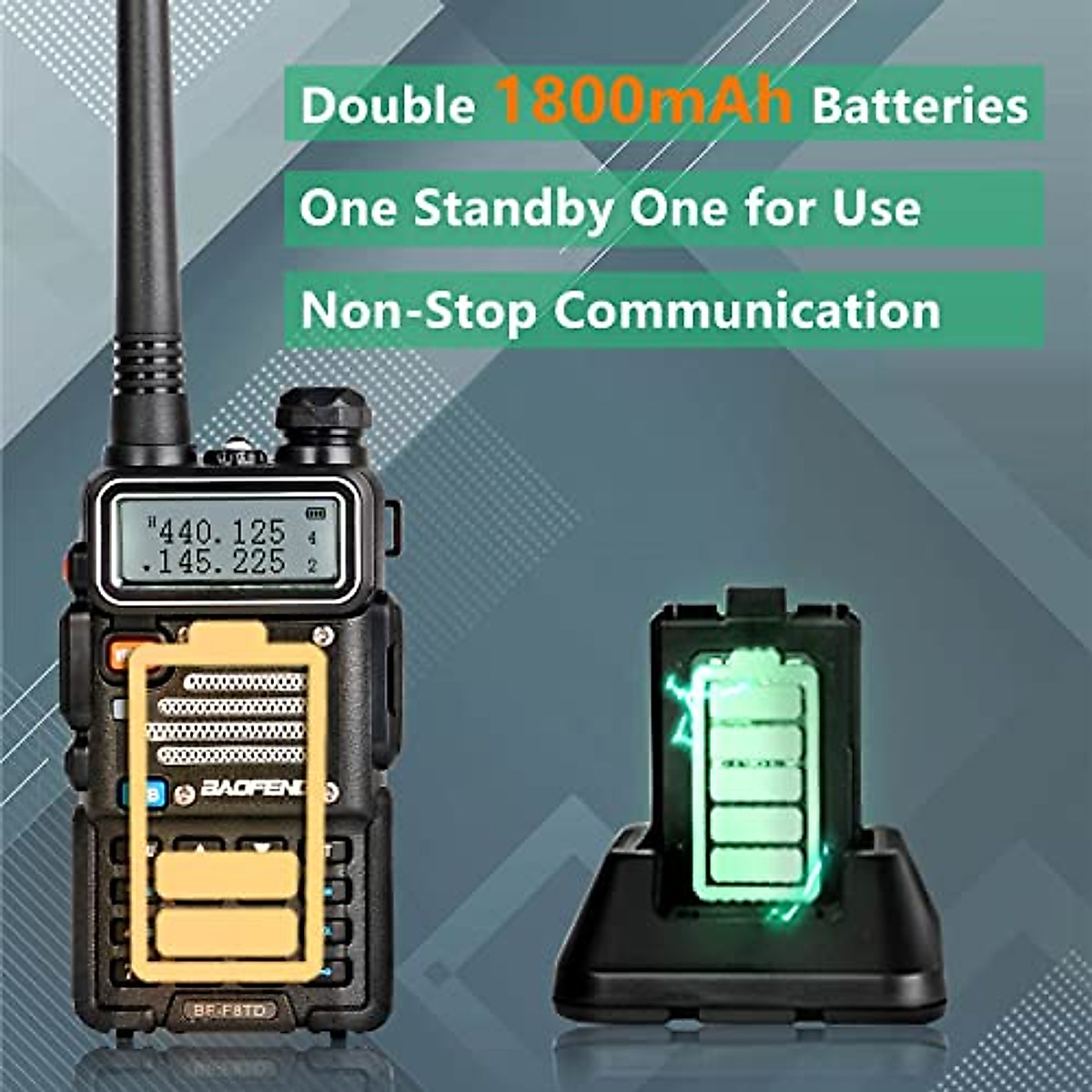 BaoFeng Radio (Upgraded from BaoFeng UV-5R) 8Watt Ham Radio Handheld with Extra 1800mAh Battery and 771 Long Antenna Dual Band Walkie Talkies Two Way Radio Includes Full Kit
