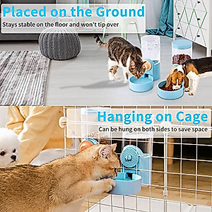 Kenond 40oz Hanging Automatic Pet Food Water Dispenser, Auto Gravity Pet Feeder and Waterer Set, Cage Cat Food Bowl Dog Feeding Station for Puppy and Kitten Rabbit Chinchilla Hedgehog Ferret …