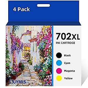 702XL 702 Ink Cartridges Combo Pack Compatible for Epson 702 702XL Ink Cartridges High Yield Compatible with Epson Workforce Pro WF-3720 WF-3730 WF-3733 Printer(1 Black 1 Cyan 1 Magenta 1 Yellow)